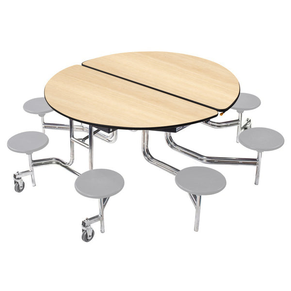 NPS 60" Round Cafeteria Table with Attached Stools - School Seating ...