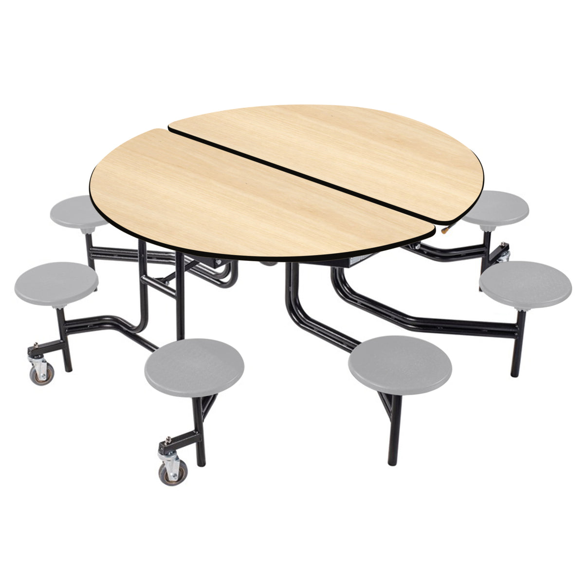 NPS 60" Round Cafeteria Table with Attached Stools | School Outlet ...