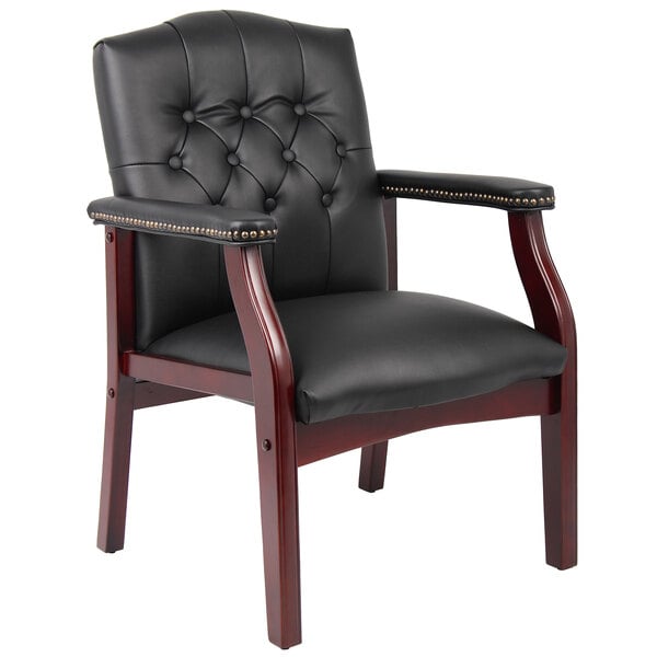 BOSS CaressoftPlus Executive Guest Chair - Mahogany Wood B959 ...
