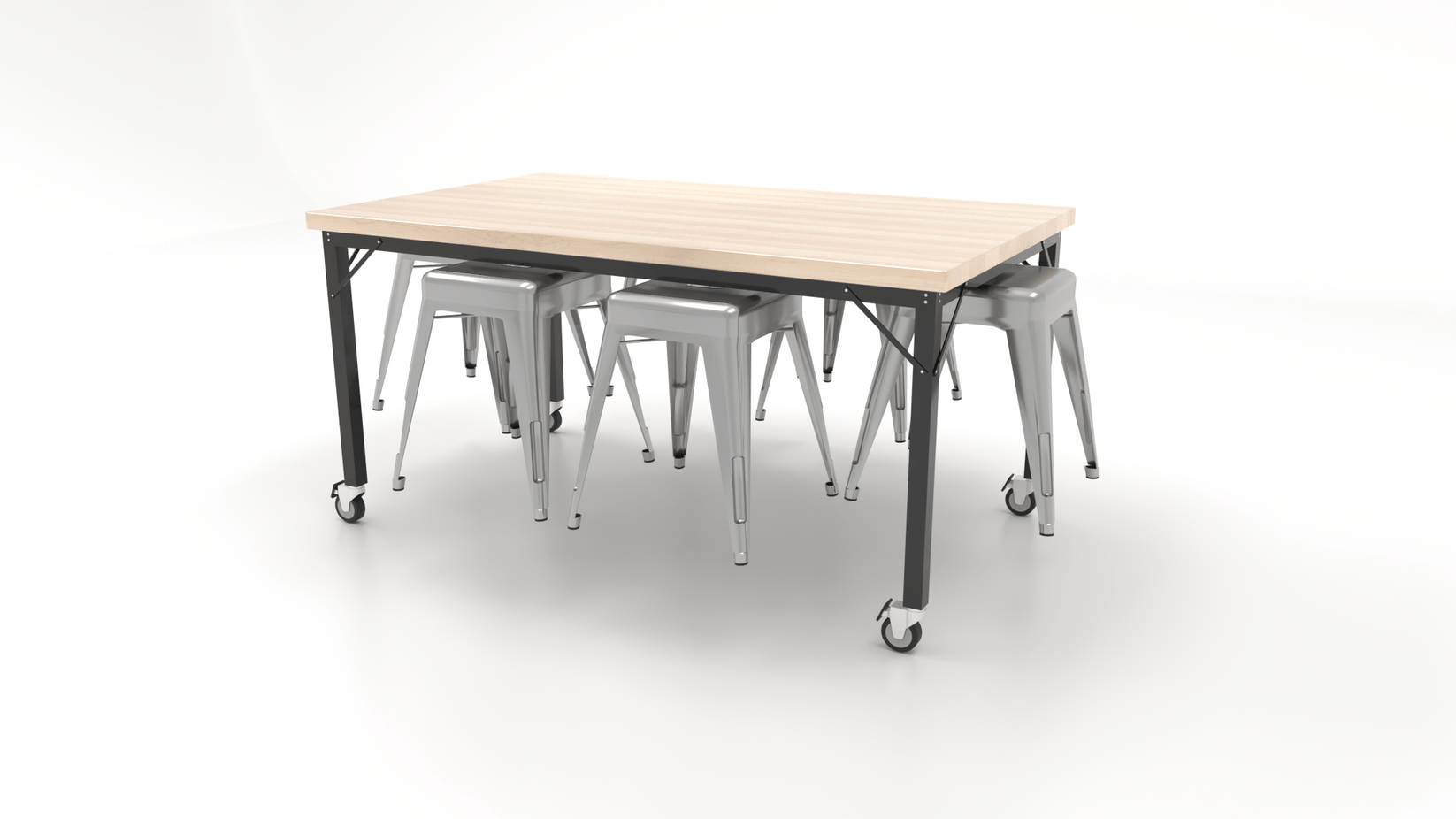 CEF Brainstorm Workbench 30"H with Butcher Block Top and Steel Frame ...