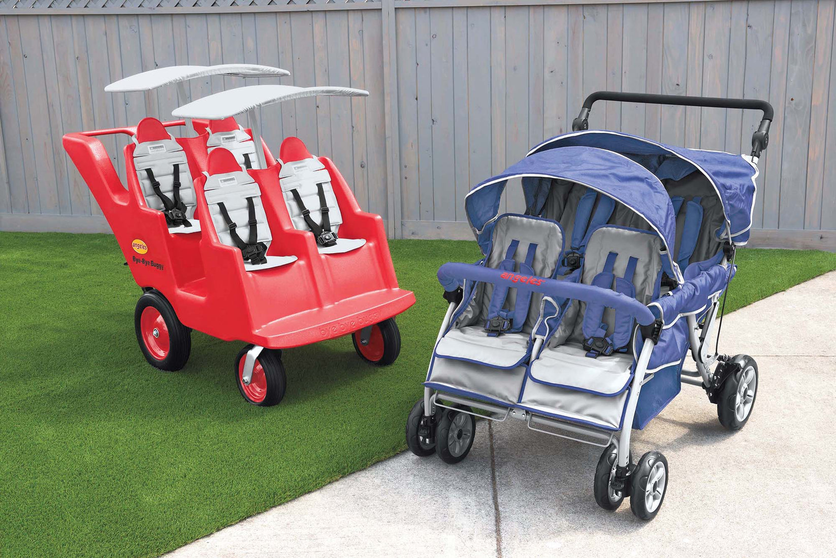 Angeles 4 Seat Fat Tire Buggy with Canopy Red Stroller / Gray Seats (A ...