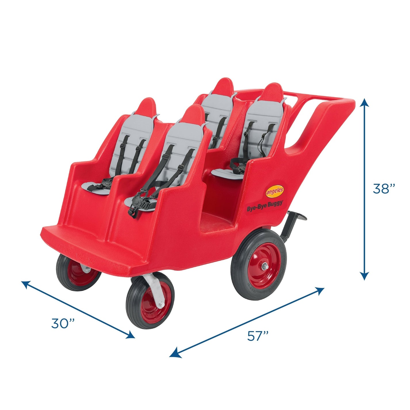 Angeles 4 Seat Fat Tire Buggy with Canopy Red Stroller / Gray Seats (A ...