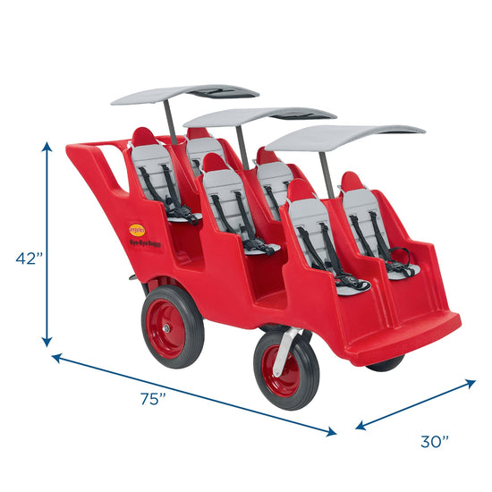 Angeles 6 Seat Fat Tire Buggy with Canopy Red Stroller / Gray Seats (A ...