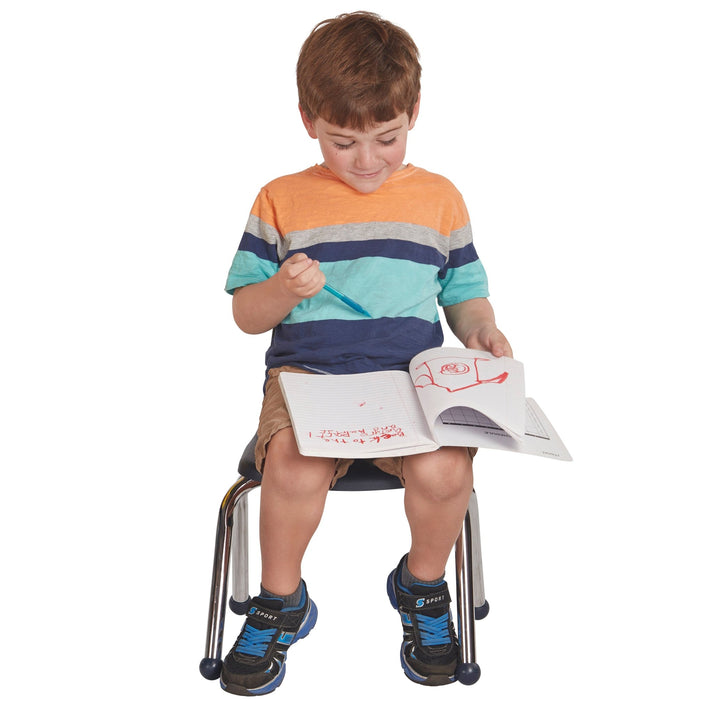 FDP Stackable School Chair, Chrome Legs, Ball Glide - 12" Seat Height ...