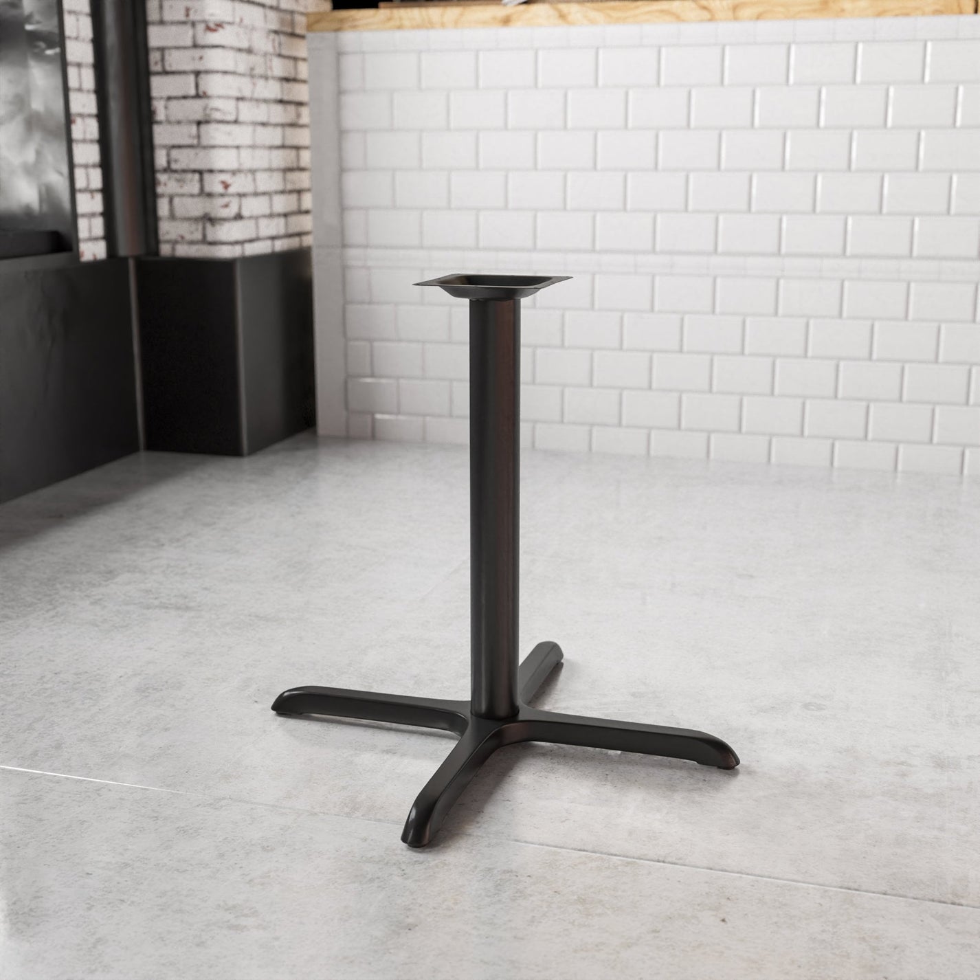 Beverly 30'' x 30'' Restaurant Table X-Base with 3'' Diameter Column b ...