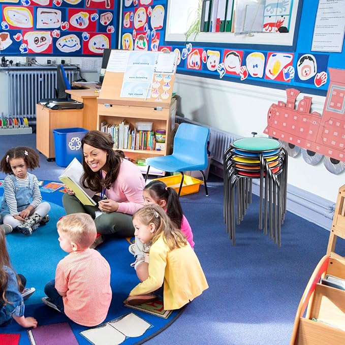 Fuerza Padded Classroom Stools for Schools - 18" Fixed Height ...