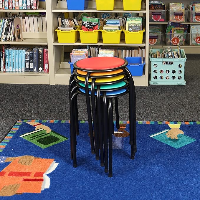 Fuerza Padded Classroom Stools for Schools - 18" Fixed Height ...