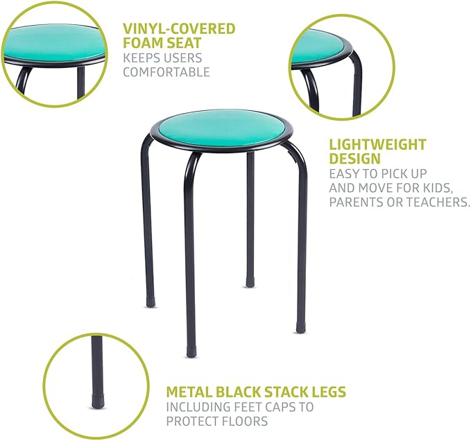 Fuerza Padded Classroom Stools for Schools - 18" Fixed Height ...