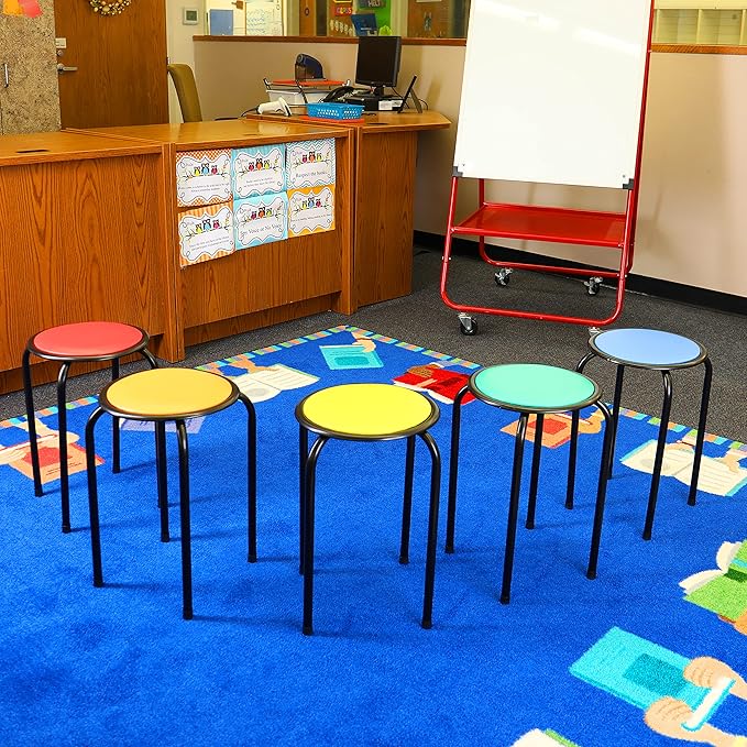Fuerza Padded Classroom Stools for Schools - 18" Fixed Height ...
