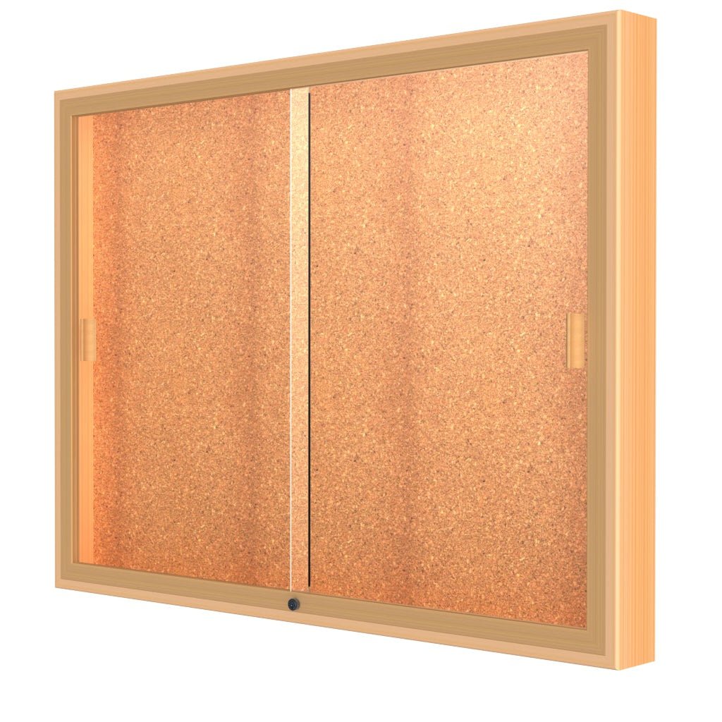 Ghent Legacy Bulletin Board Wall Display Case, Cork Back, Champagne Al ...