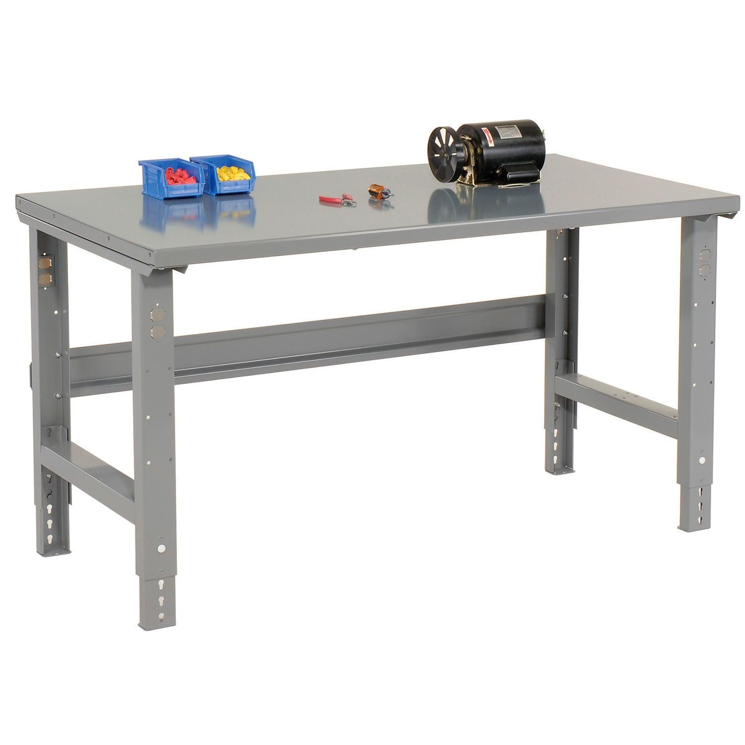 Global Industrial Adjustable Height Workbench, 72"W x 36"D, Steel Squa ...