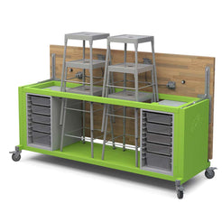 Haskell Education Rover Table with Butcher Block Retractable top, 2 Bi ...