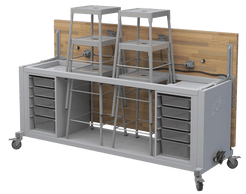 Haskell Education Rover Table with Butcher Block Retractable top, 2 Bi ...