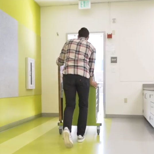 Haskell Education Rover Table with Butcher Block Retractable top, 2 Bi ...