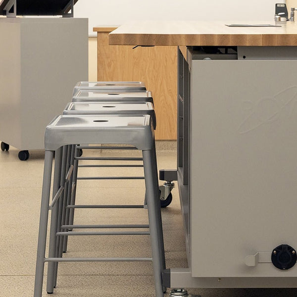 Haskell Education Rover 13" Square Seat Stackable Steel Stool - Platin ...