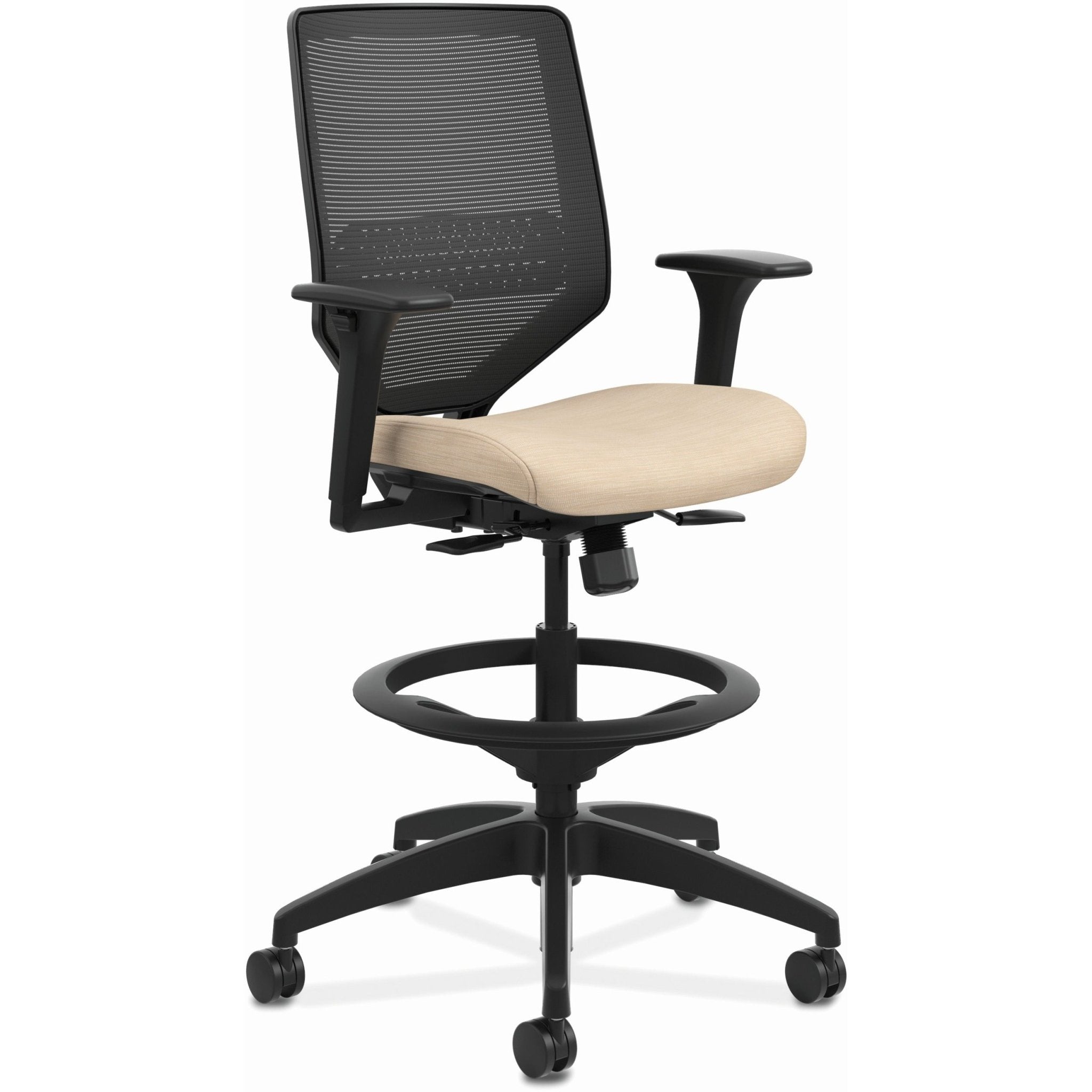 HON Solve Sitting Stool - Ergonomic Mid-Back Task Stool with Adjustabl ...