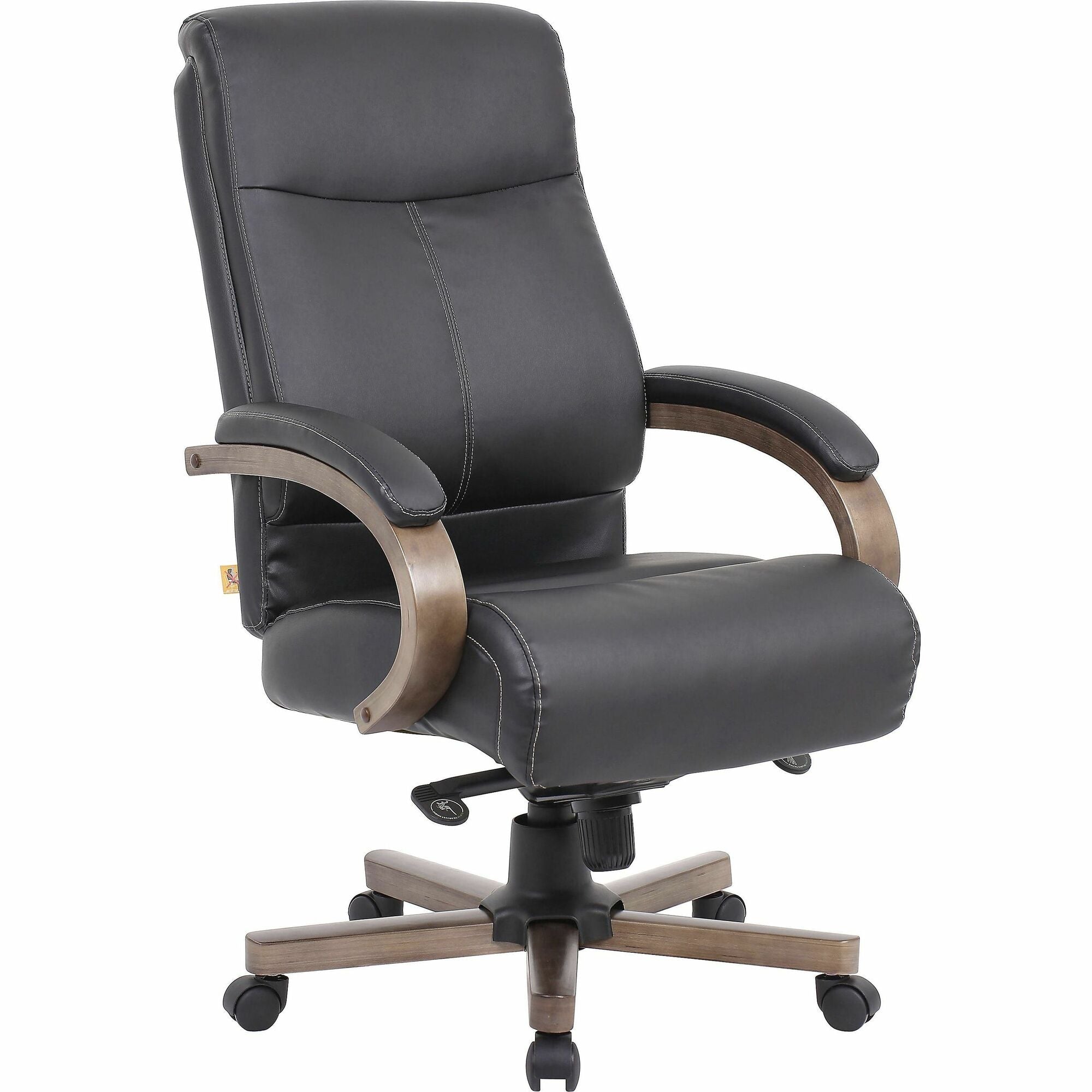 Lorell Executive High-Back Wood Finish Leather Office Chair with Pneum ...