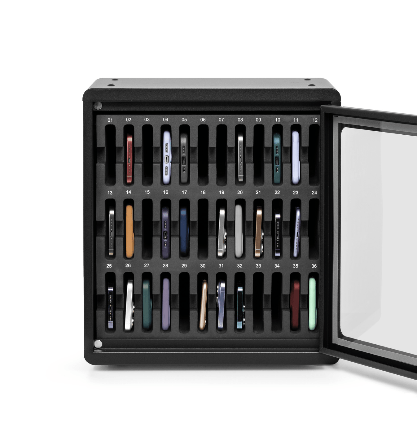 Luxor CellGuard 32 Bay Cell Phone Cabinet with Wall Mount Plate Organi ...