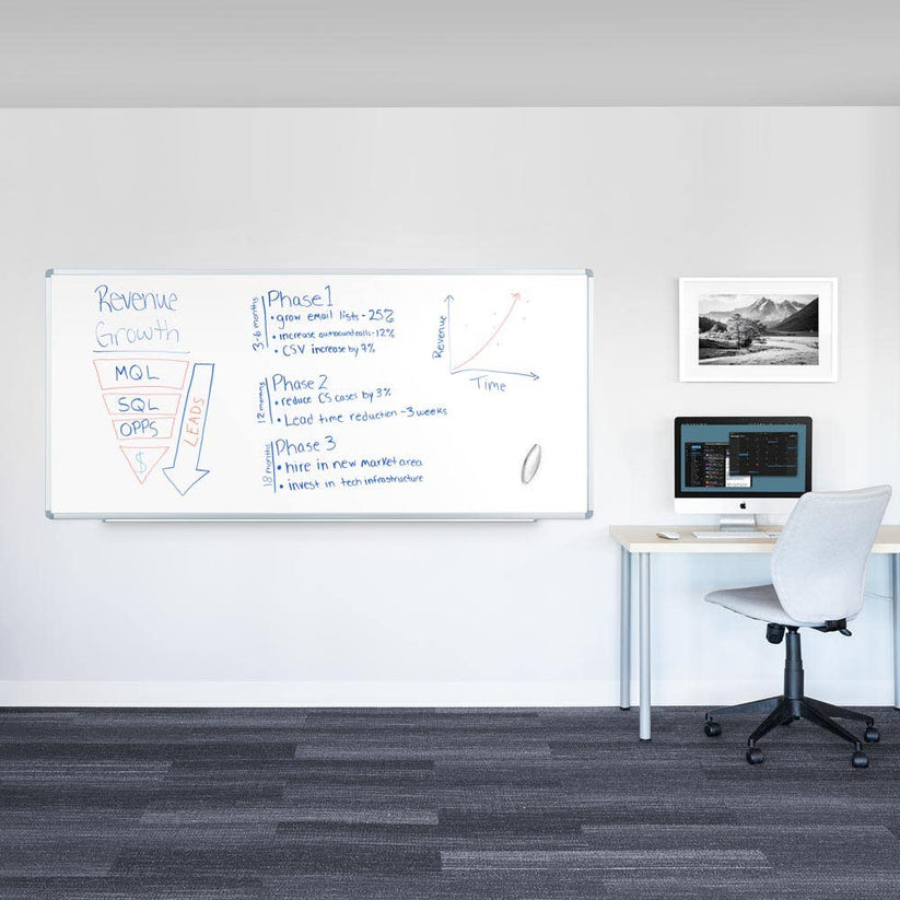 Luxor 90" Porcelain Magnetic Whiteboard for Classroom Wall Mount ...