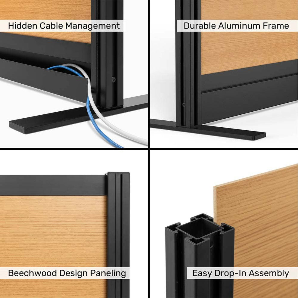 Luxor Modular Wall 70"W x 70"H - Beech Laminated with Black Frame (PPW ...