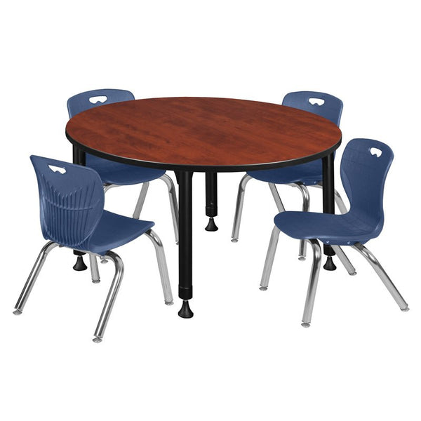 Regency Kee 48 in. Round Adjustable Classroom Table & 4 Andy 12 in. St ...