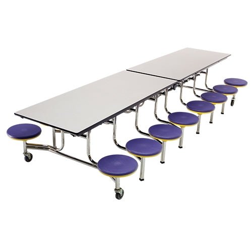 AmTab AMT-MST1216 Mobile Stool Table - Rectangle - 30"W x 12'1"L - 16 ...