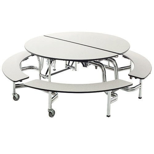 AmTab Mobile Bench Table - Round - 60" Round Diameter - 4 Benches (AMT-QUICK-MBR604-GNBC ...