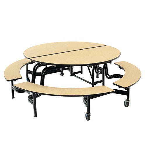 AmTab Mobile Bench Table - Round - 60" Round Diameter - 4 Benches (AMT ...