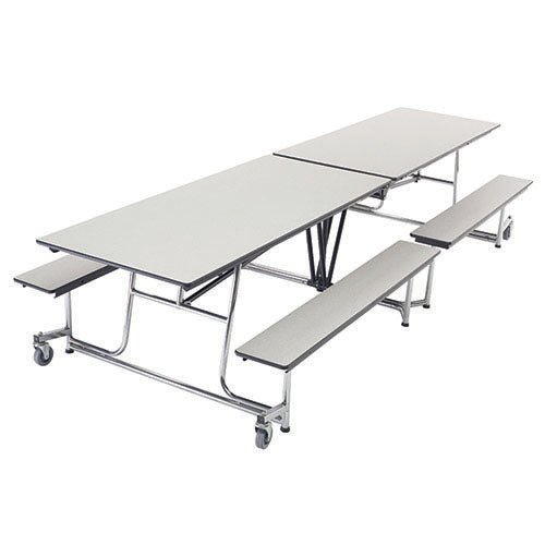 AmTab Mobile Bench Table - Rectangle - 30"W x 12'1"L - 4 Benches (AMT-QUICK-MBT12-GNBC ...