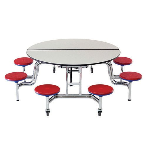 AmTab Round Cafeteria Table with Attached Stools - 60" Diameter – SchoolOutlet