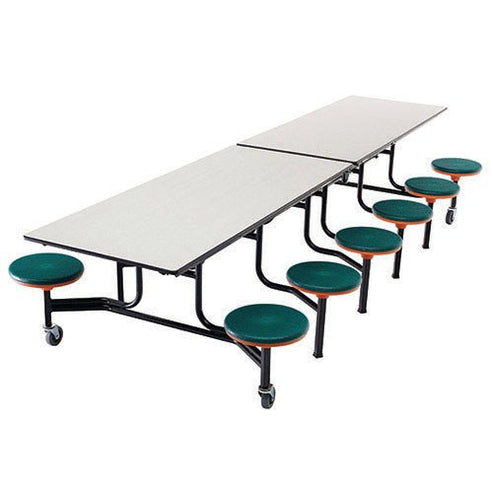 AmTab Rectangle Cafeteria Table with Attached Stools - 12 Seats ...