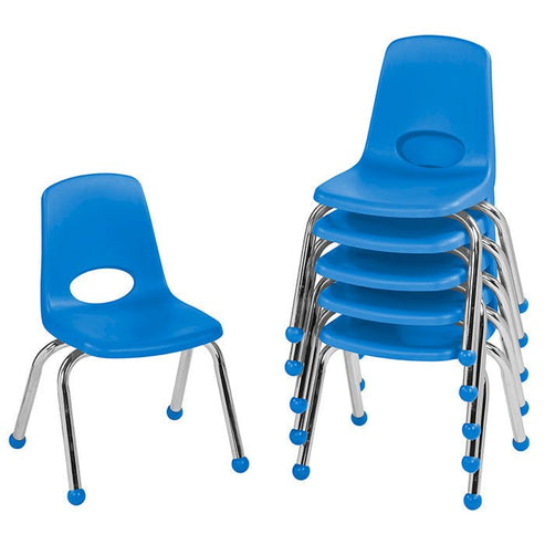 FDP Stackable School Chair, Chrome Legs, Ball Glide - 12" Seat Height ...