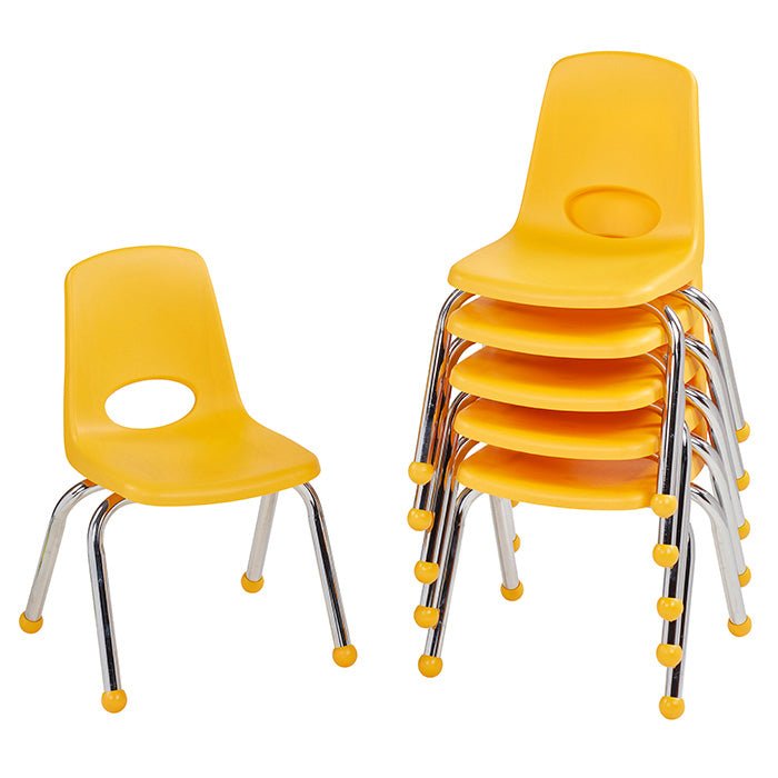 FDP Stackable School Chair, Chrome Legs, Ball Glide - 12" Seat Height ...