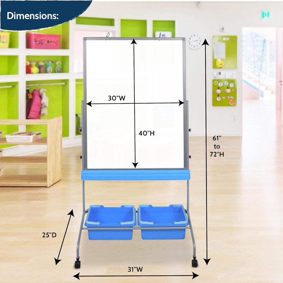 Luxor L330 Mobile Whiteboard Chart Stand with Storage Bins – SchoolOutlet