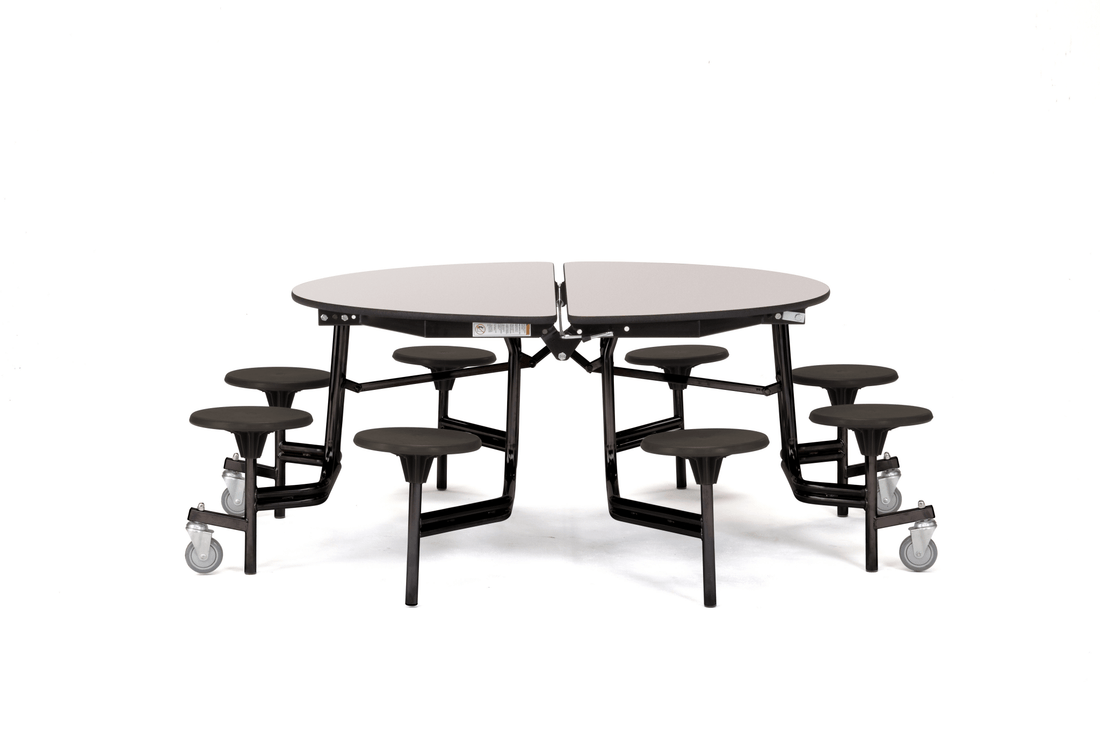 NPS 60" Round Cafeteria Table with Attached Stools | School Seating ...