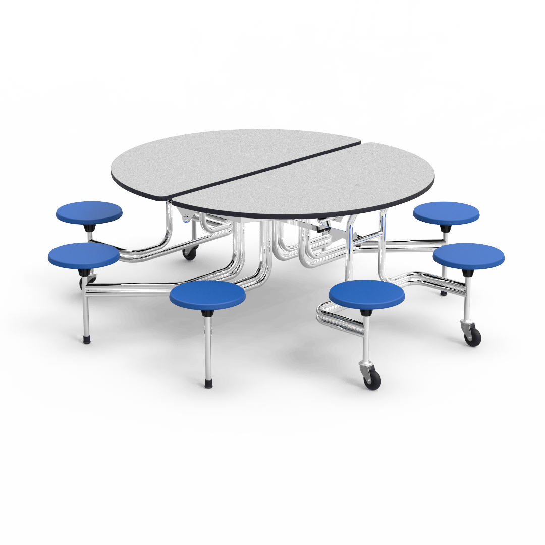 Virco Round Mobile Cafeteria Table with Attached Stools | 15" Height ...