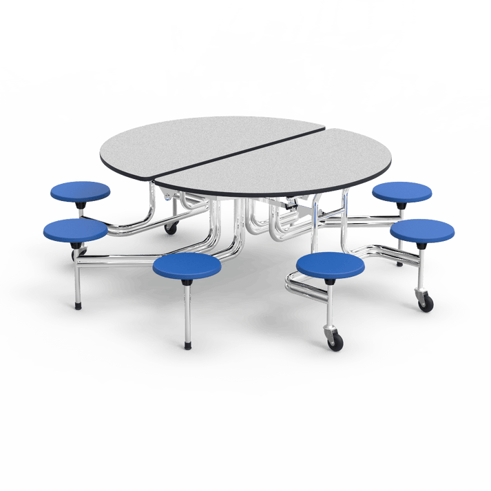Virco Round Mobile Cafeteria Table with Attached Stools | 15" Height ...
